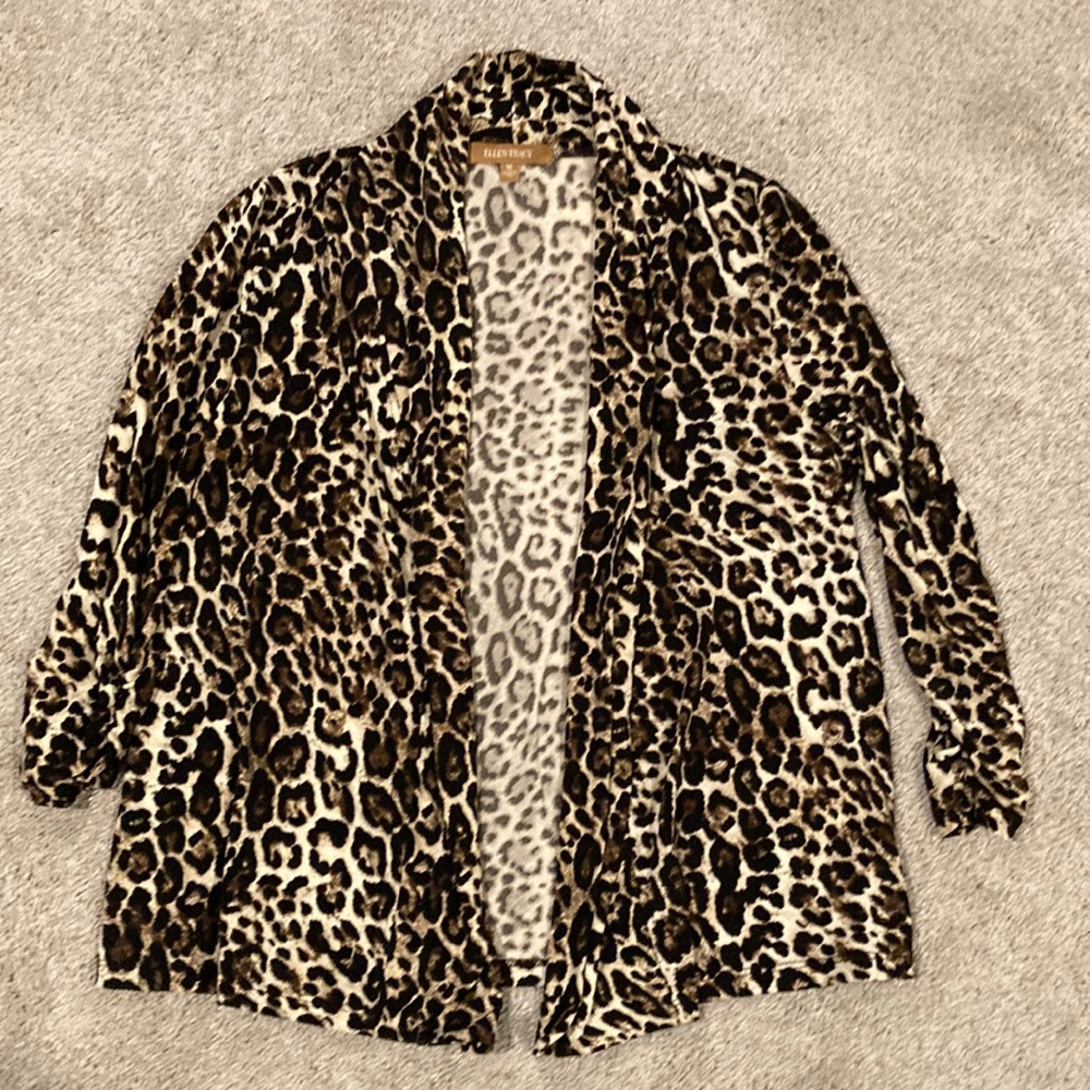 Ellen Tracy Shawl Collar Open Cardigan - Gem